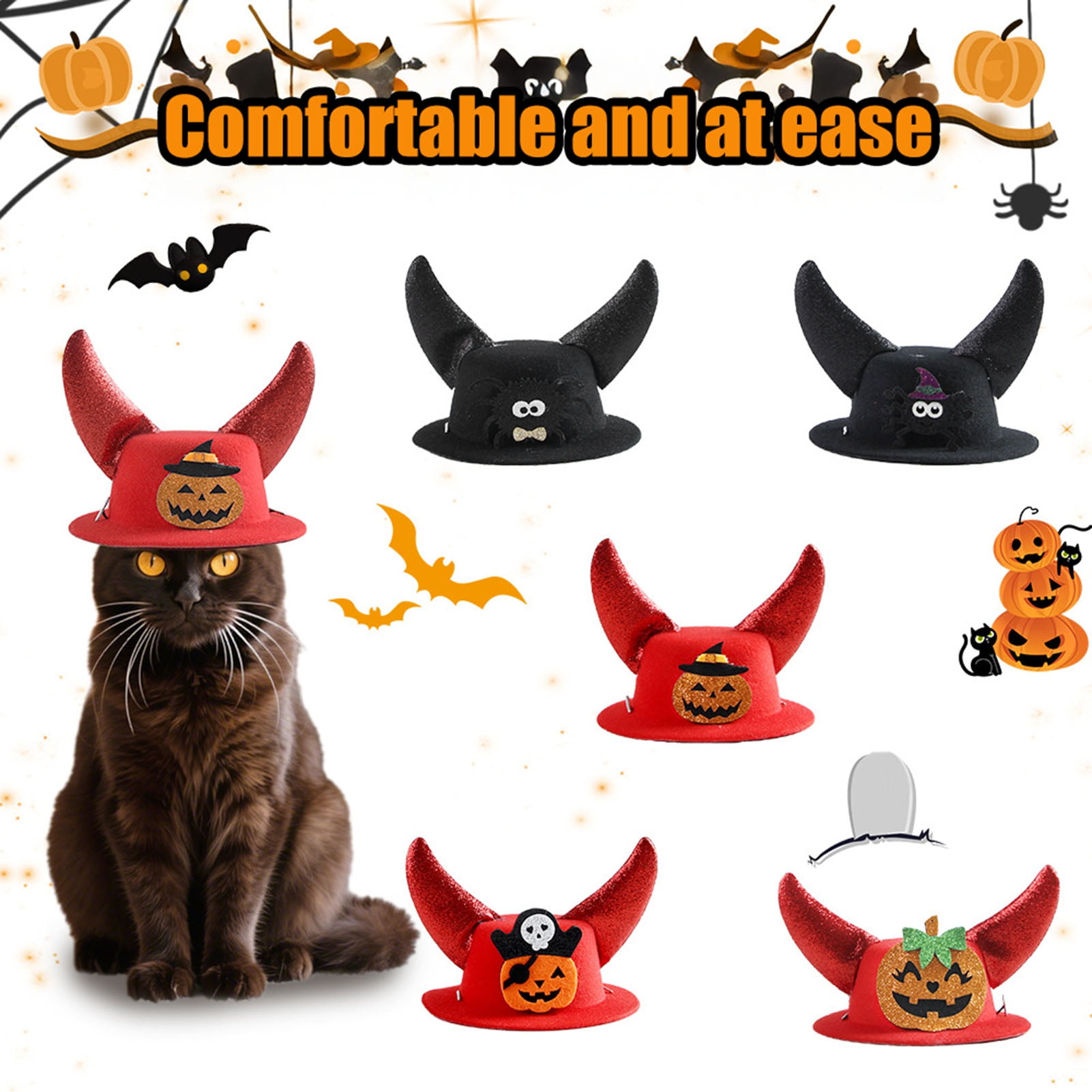 Feierber Dog Halloween Costumes Pet Hat Cat Formal Hat with Horns ...