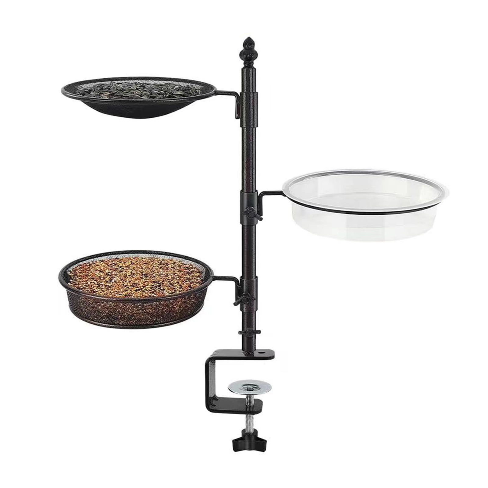 Feierber Wall Mounted Bird Feeder with Metal Mesh Tray And Bath Bowls ...