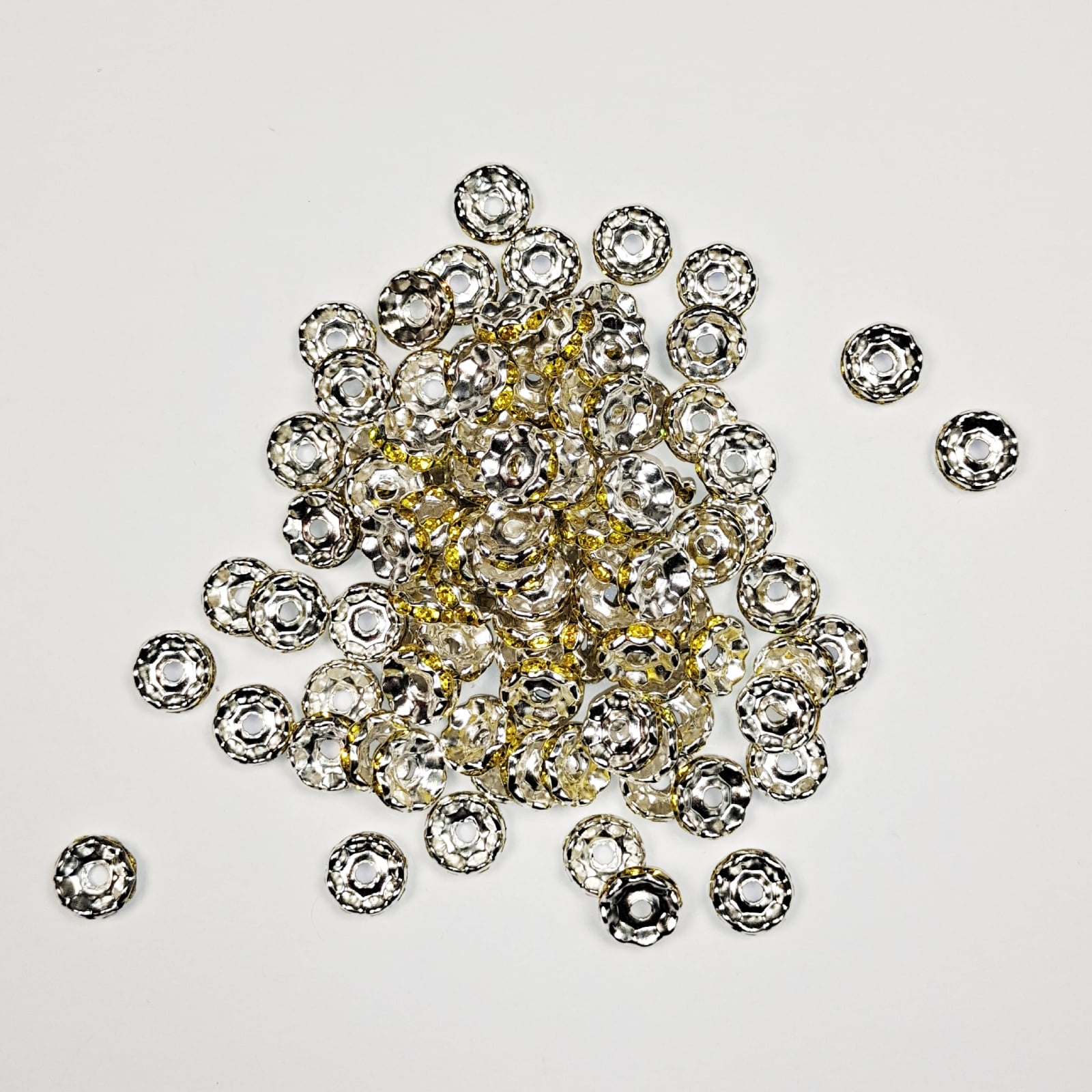 Feildoo 100 Pieces 10mm Circle Rhinestone Beads Crystal Spacer Beads ...