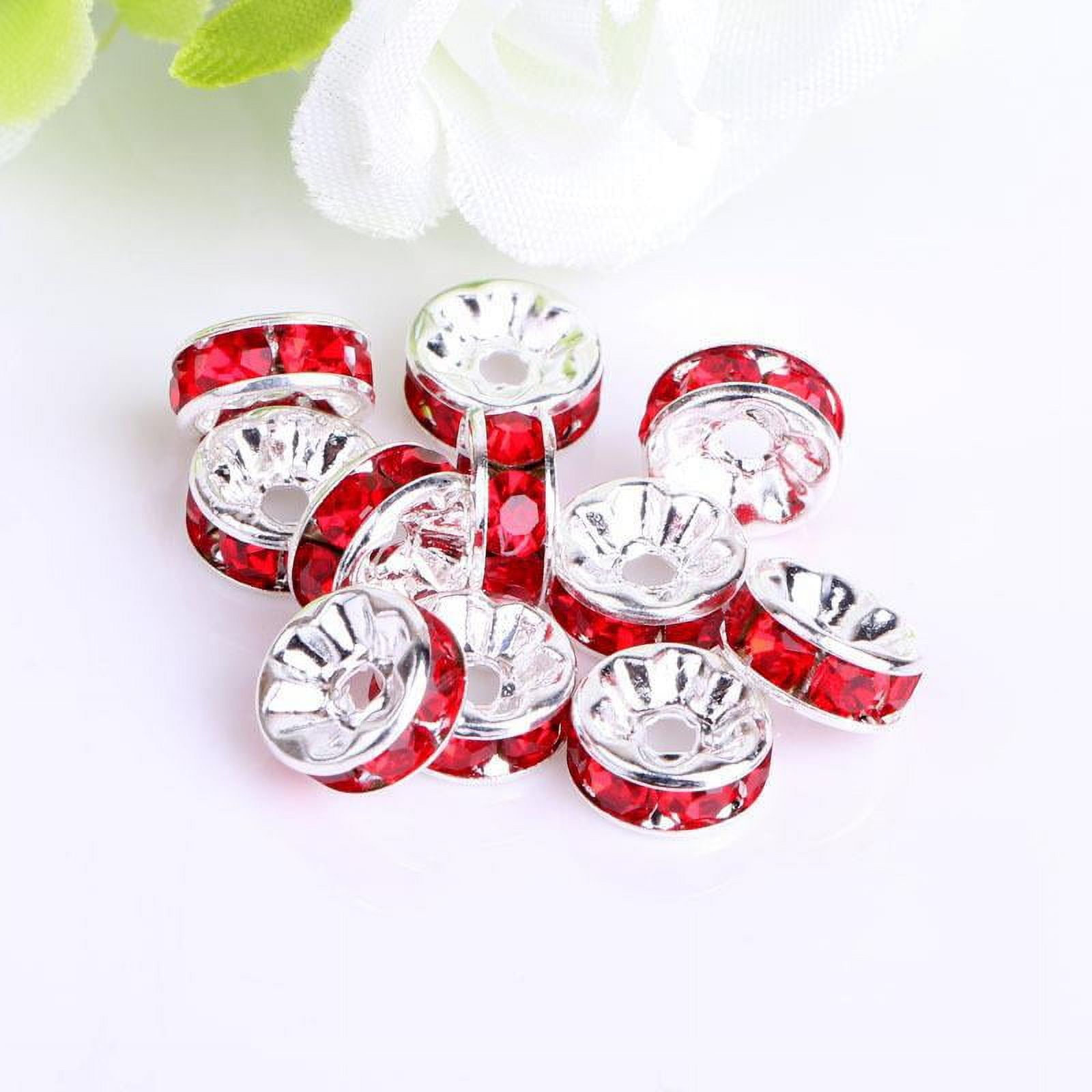 Feildoo 100 Pieces Rhinestone Shiny Spacer Beads, 10MM Spacer Loose ...