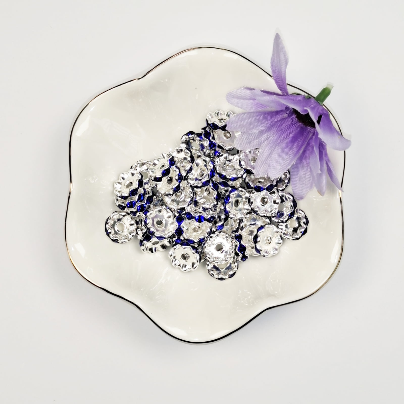 Feildoo 100 Pieces Spacer Beads for Jewelry Making Rhinestone Bead 12mm ...