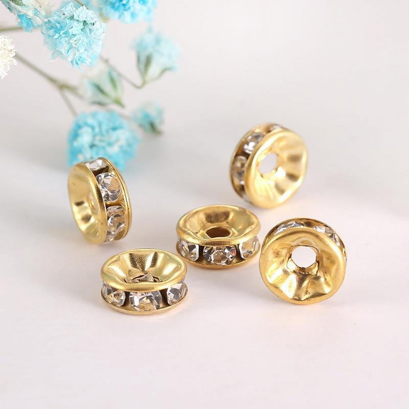 Feildoo 100 Pieces/bag 10mm Rhinestone Spacer Beads with 2.5mm Hole ...