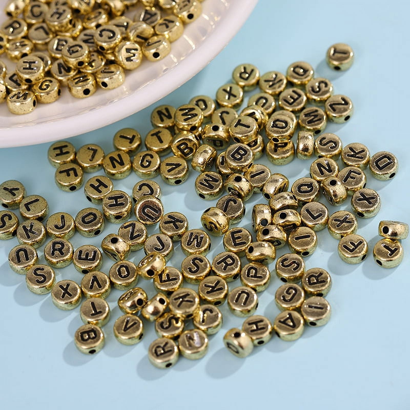 Feildoo 1000 Pcs 4x7 mm Shiny Round Flat Acrylic Letter Beads DIY ...