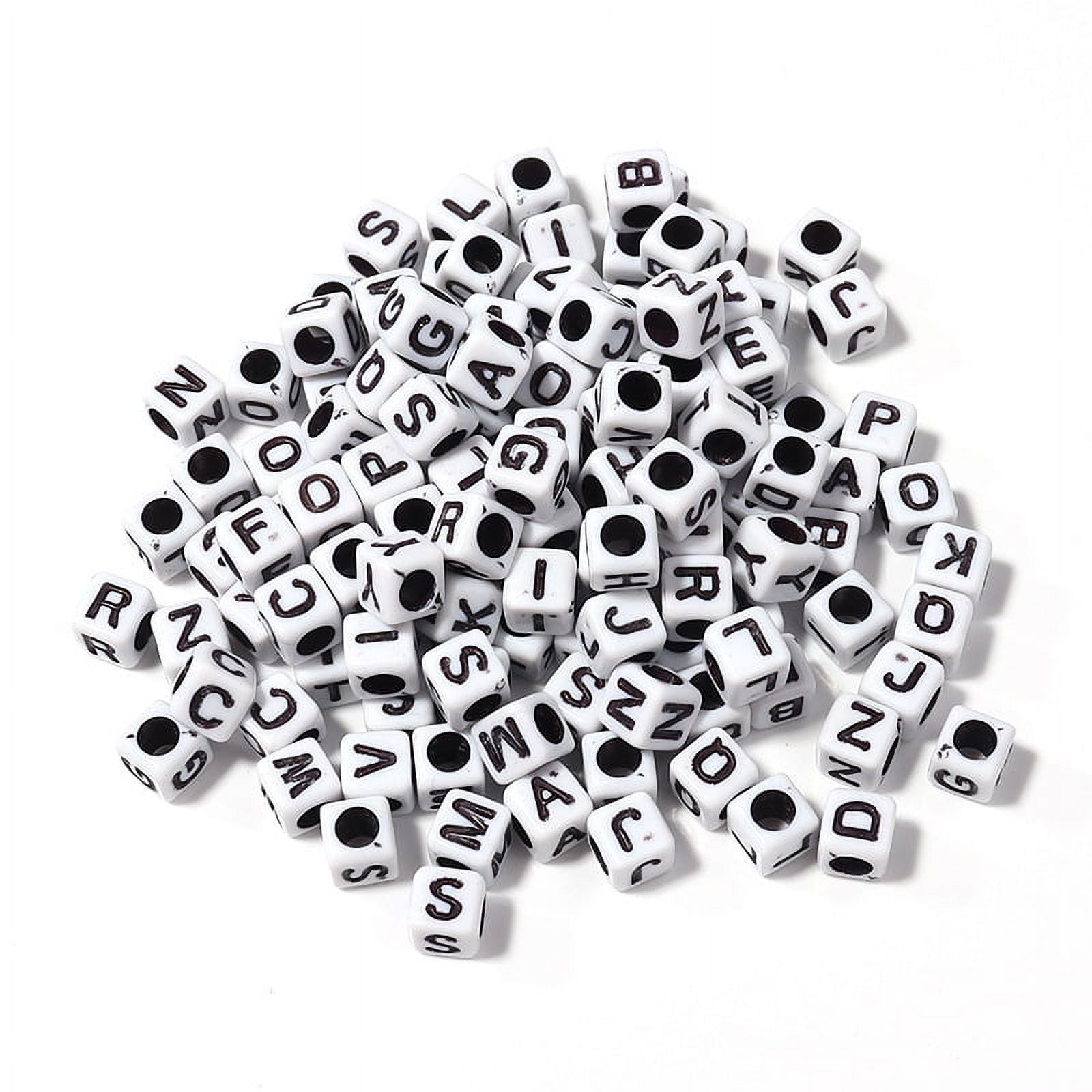 Feildoo 1000Pcs 6*6mm Acrylic Square Letter Beads, Spacer Beads with 3 ...