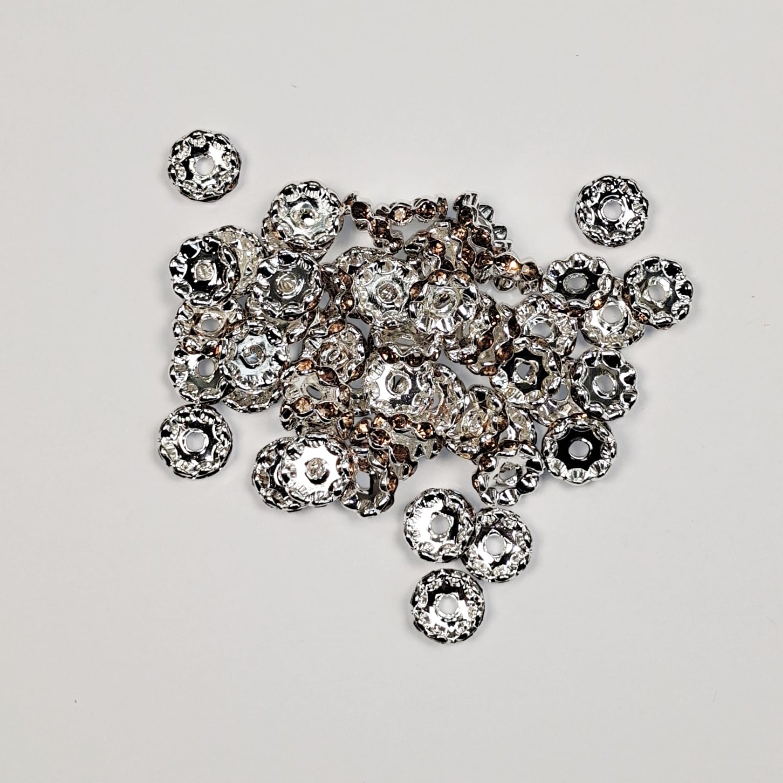 Feildoo 100Pcs/bag 12mm Rhinestone Spacer Beads with 3.5mm Hole ...