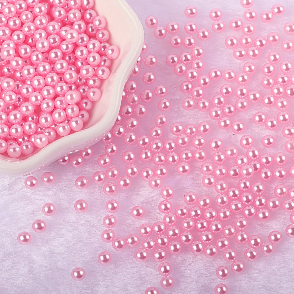 Feildoo 100g 6mm Pearl Beads for Jewelry Making, Pink Round Pearl Beads ...
