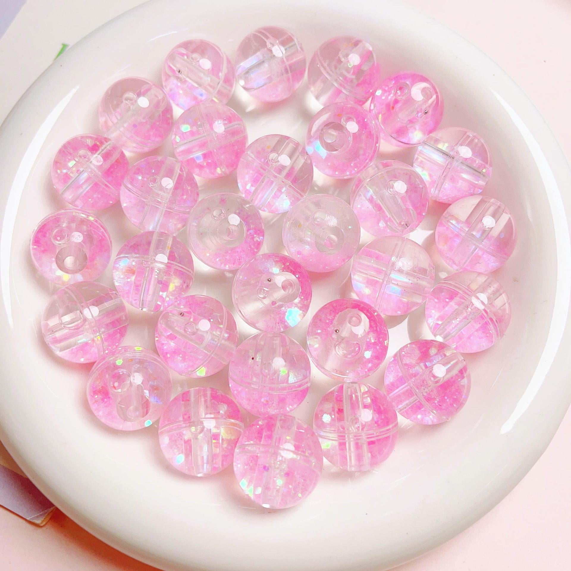 Feildoo 10Pcs Acrylic Round Beads, Water Beads, 18mm Quicksand Beads ...