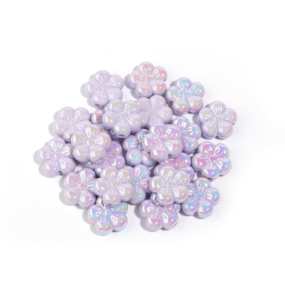 Feildoo 20 PCS 22mm Acrylic Flower Beads, Flower Shape Beads Colorful ...