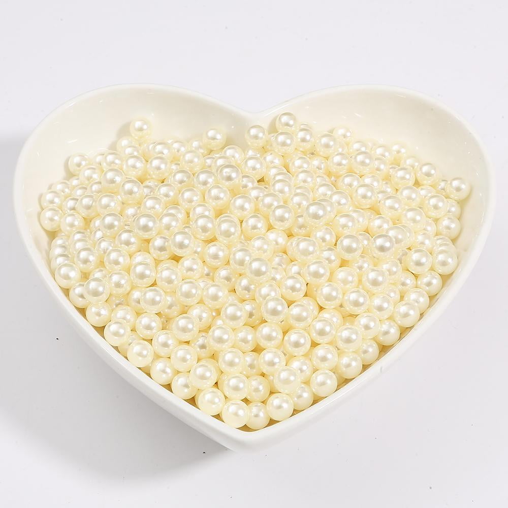 Feildoo 250g ABS Pearl Beads for Craft, 6mm Ivory Faux Fake Pearls ...