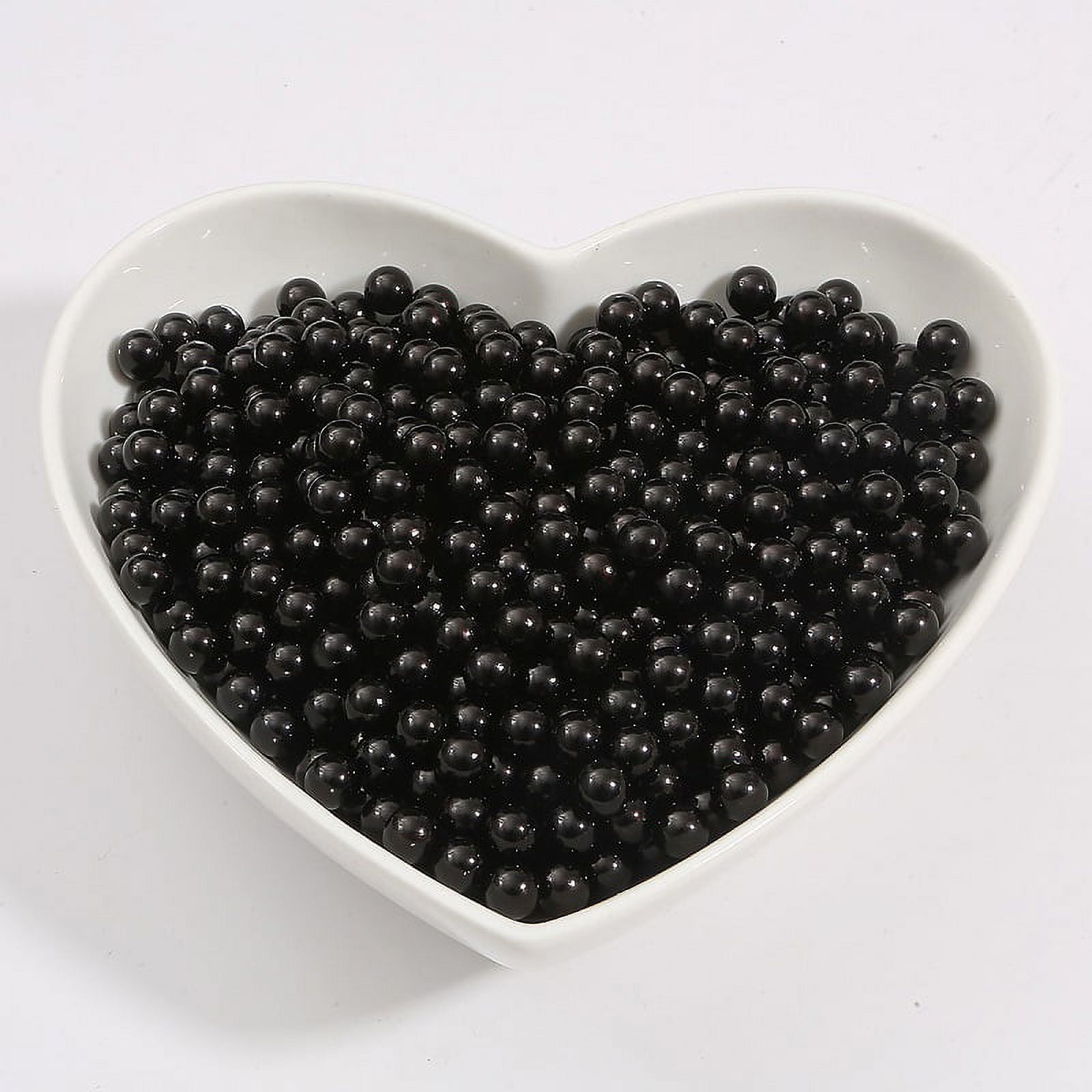 Feildoo 250g Crafts Faux Black Pearl Beads, 6mm Black Pearl Beads with ...