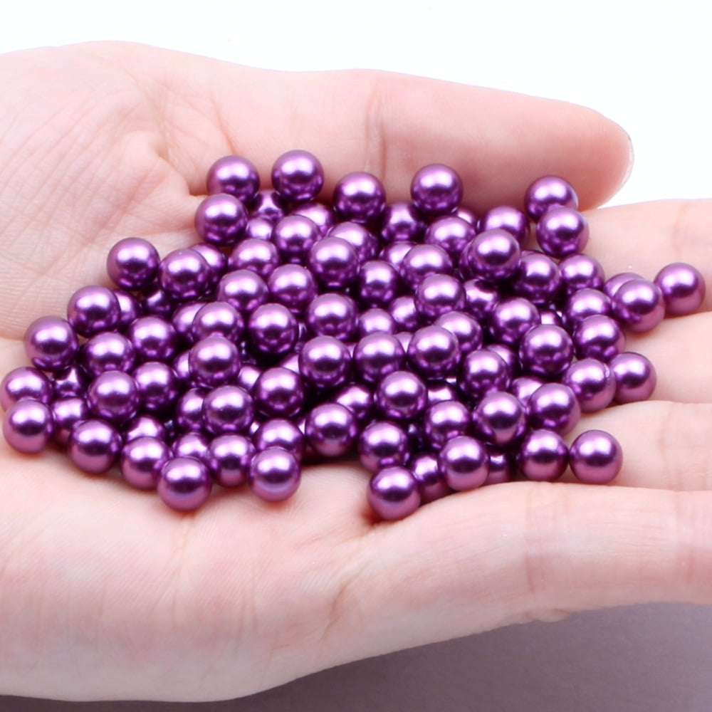 Feildoo 250g Faux Pearls Beads No Holes, Dark Purple Pearls Beads 6mm ...