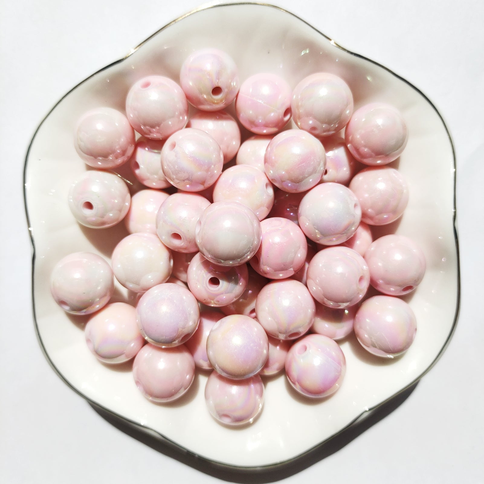 Feildoo 40pcs UV Plating Acrylic Beads 14mm Shiny UV Plating Round ...