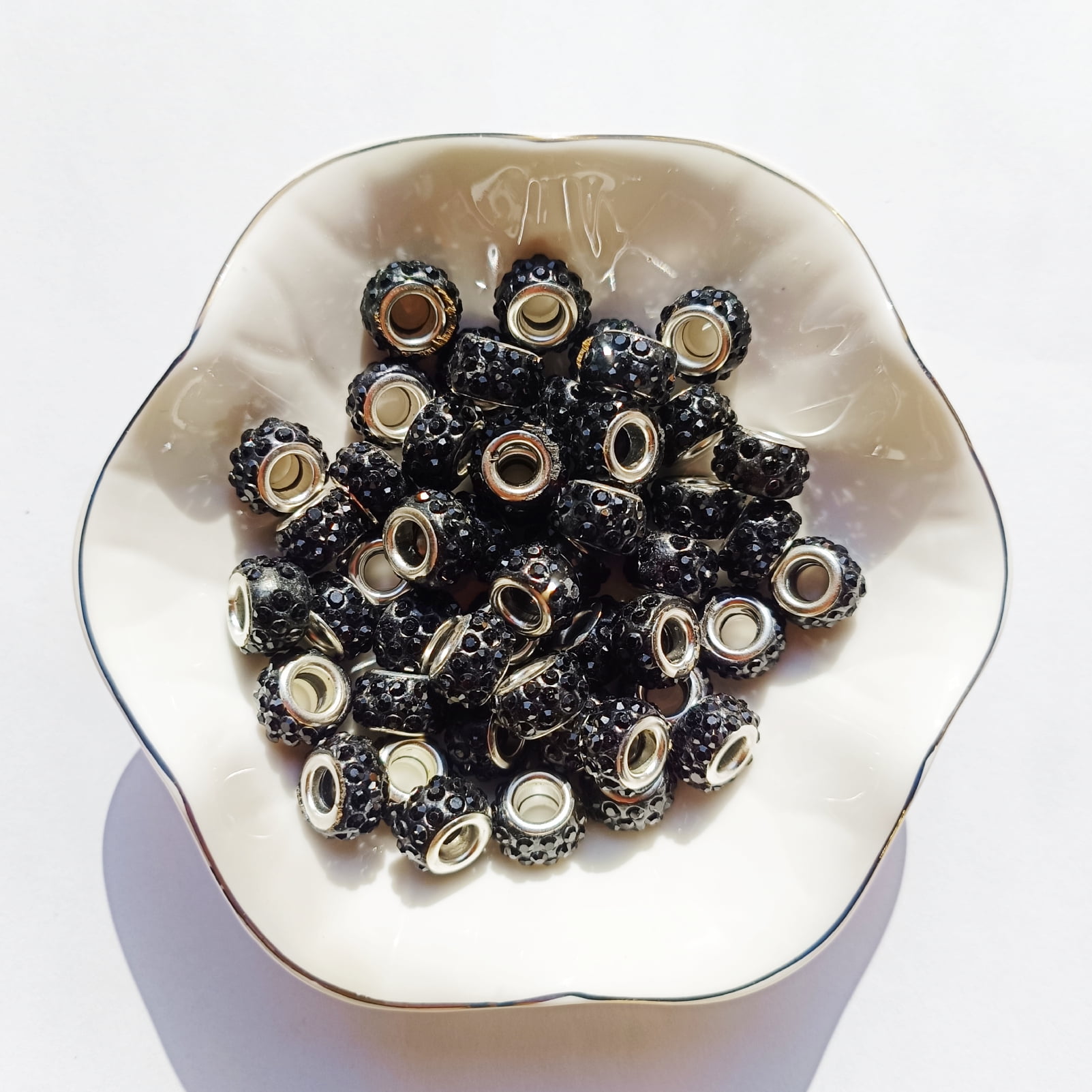 Feildoo 50 Pieces/bag 12mm Rhinestone Spacer Beads with 5mm Hole ...