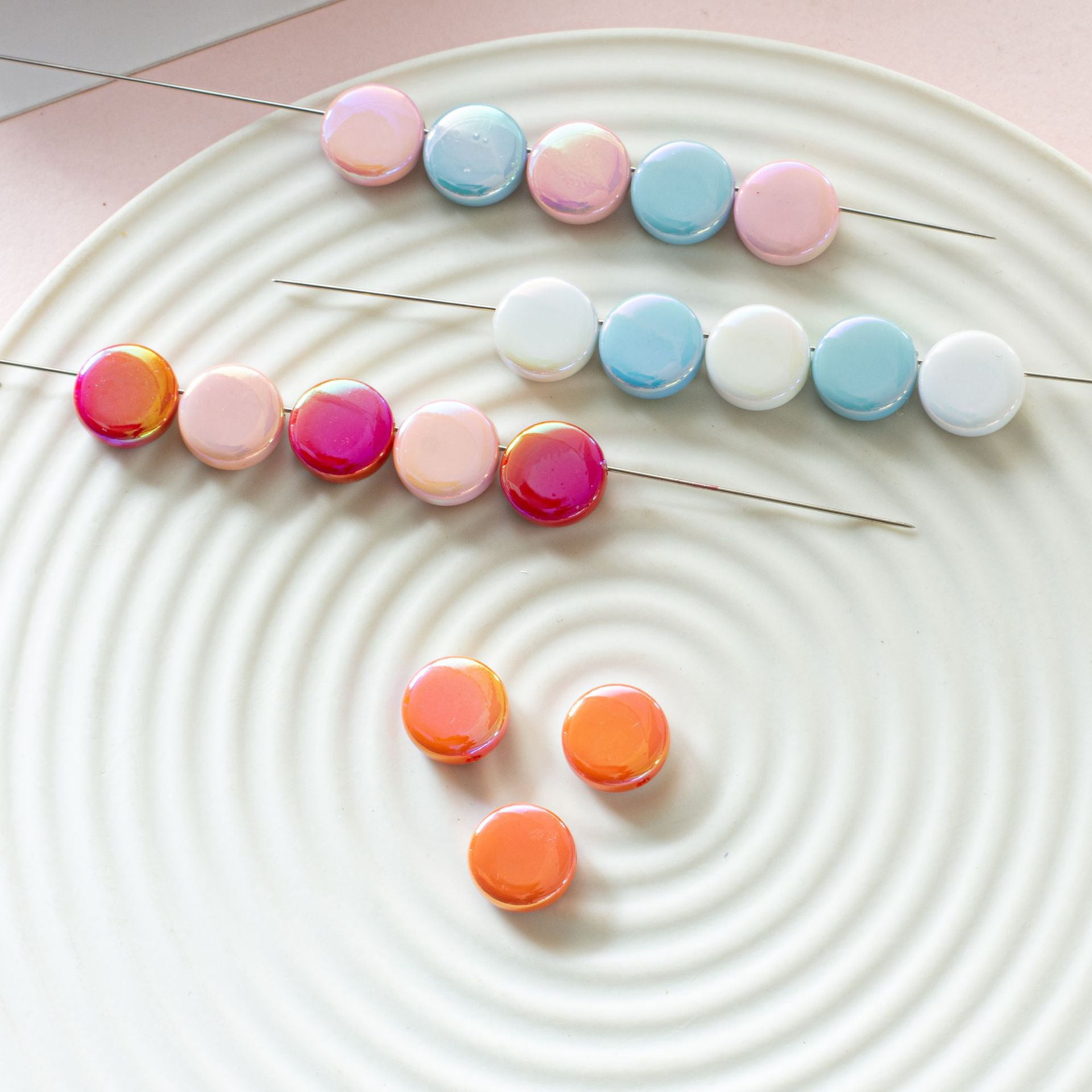 Feildoo Acrylic Circle Charms, 10 PCS Colorful Acrylic Beads Pendants ...