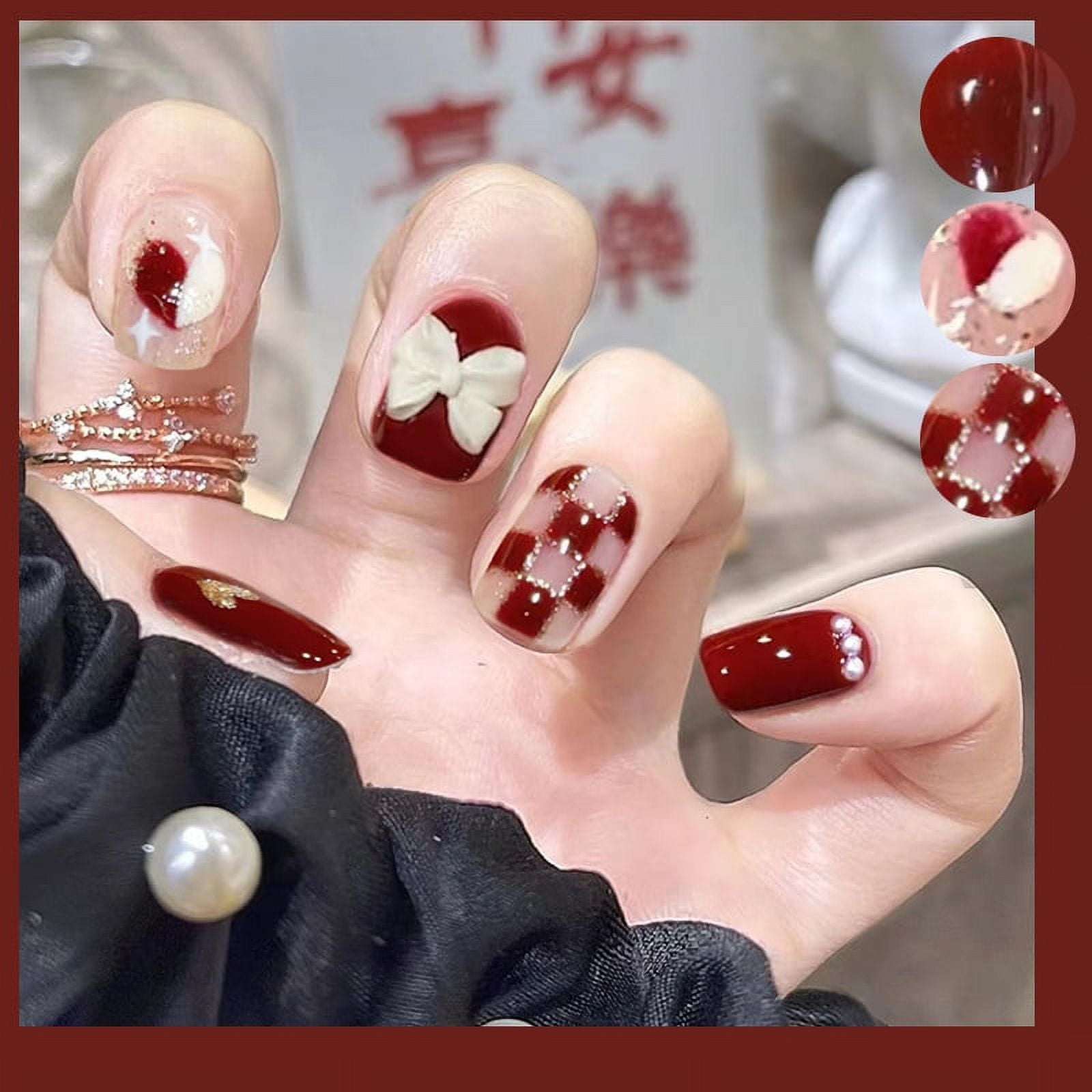 Feildoo Fake Nails False Nails, Artificial Nails, 24PCS Gel Fake Nails ...