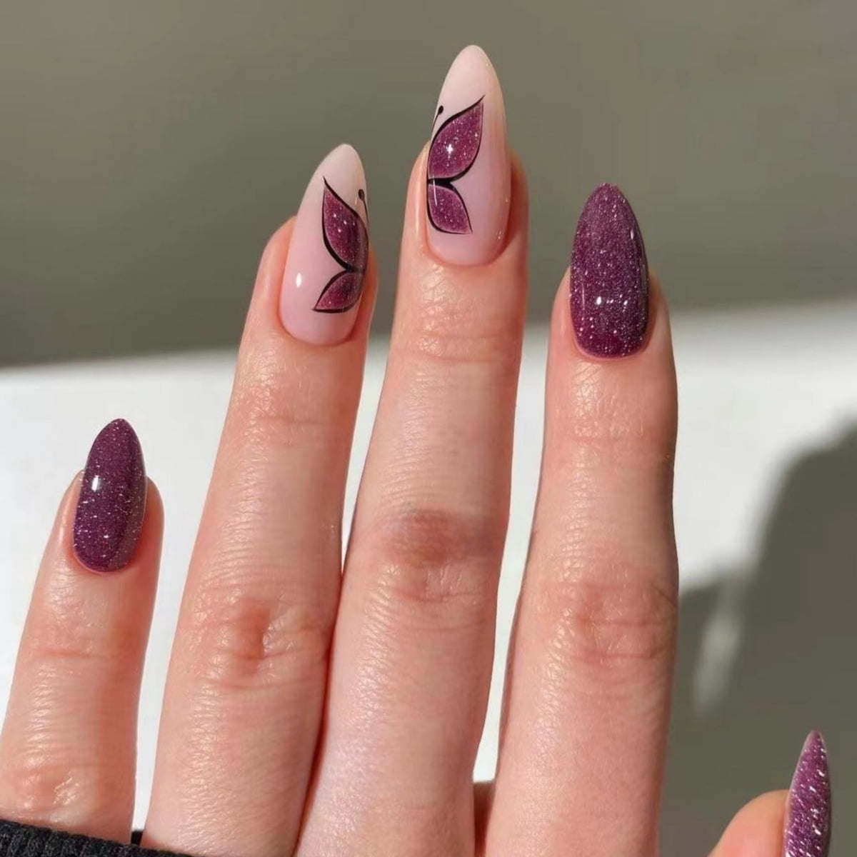 Feildoo 24PCS False French Acrylic Nail Tips Punk Metallic Fake Nails ...