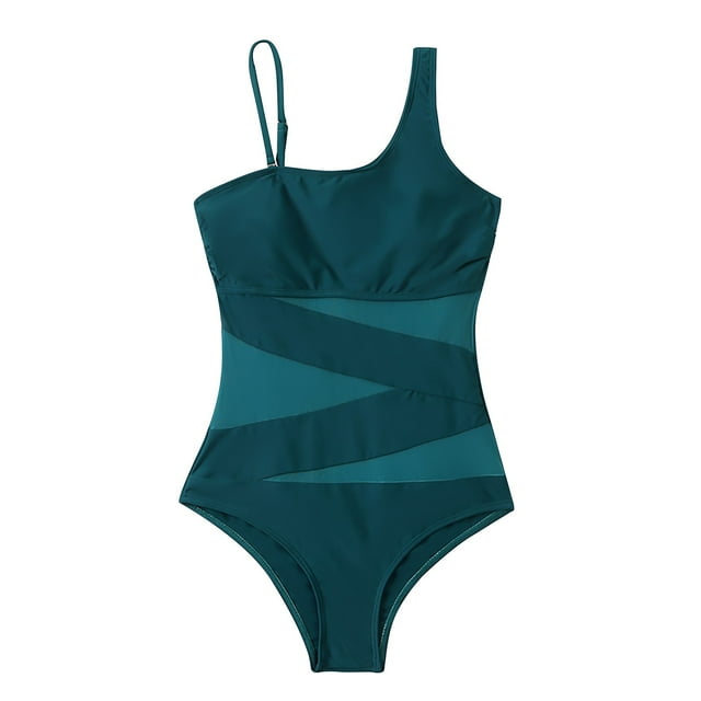 Feimerou Women One Shoulder One Piece Swimsuits Full Coverage Cutout ...