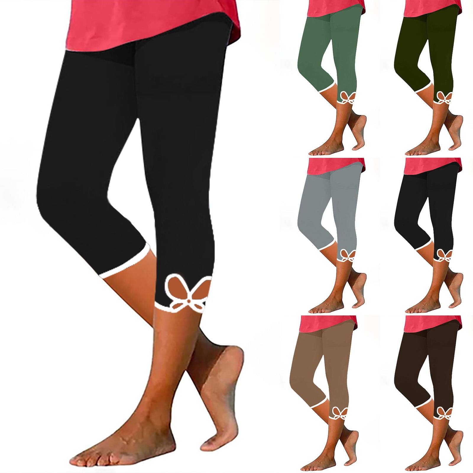 Feimerou Womens Capri Leggings 2025 Summer Plus Size Capris High ...