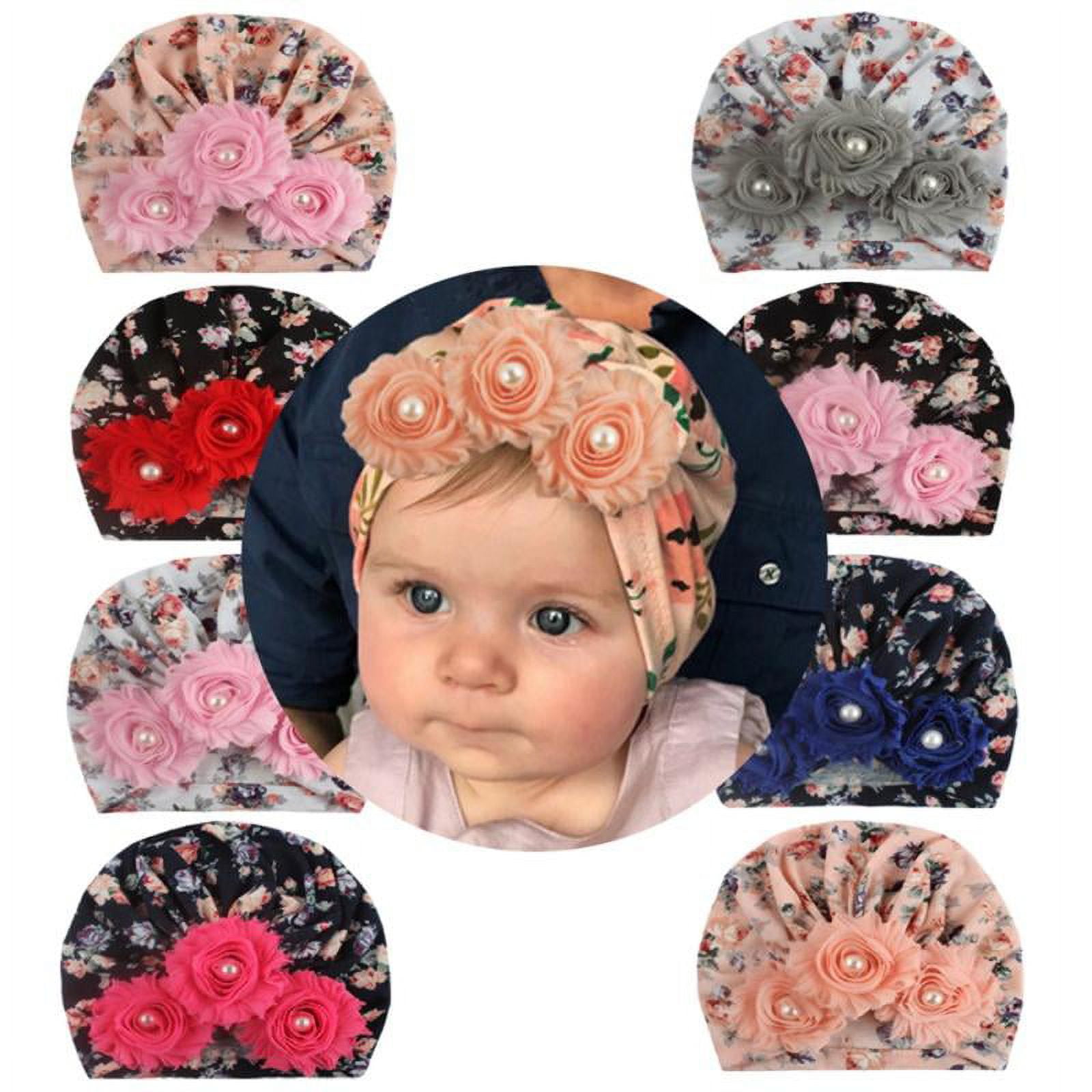 Feiona Autumn Soft Cute Newborn Baby Flower Pearl Design Girls Caps ...