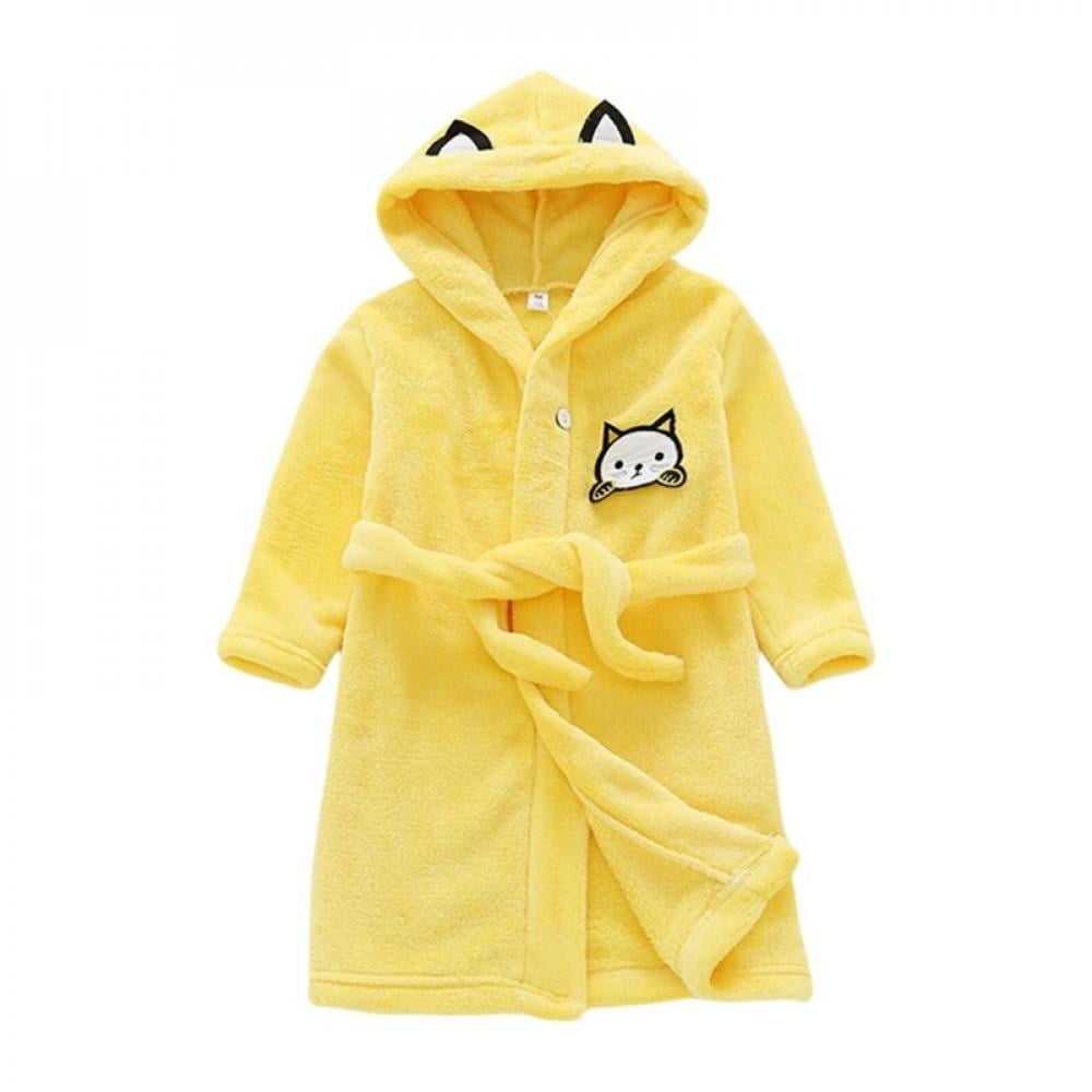Feiona-Kids Bathrobe Cartoon Hooded Robe Warm Soft Plush Sleepwear ...
