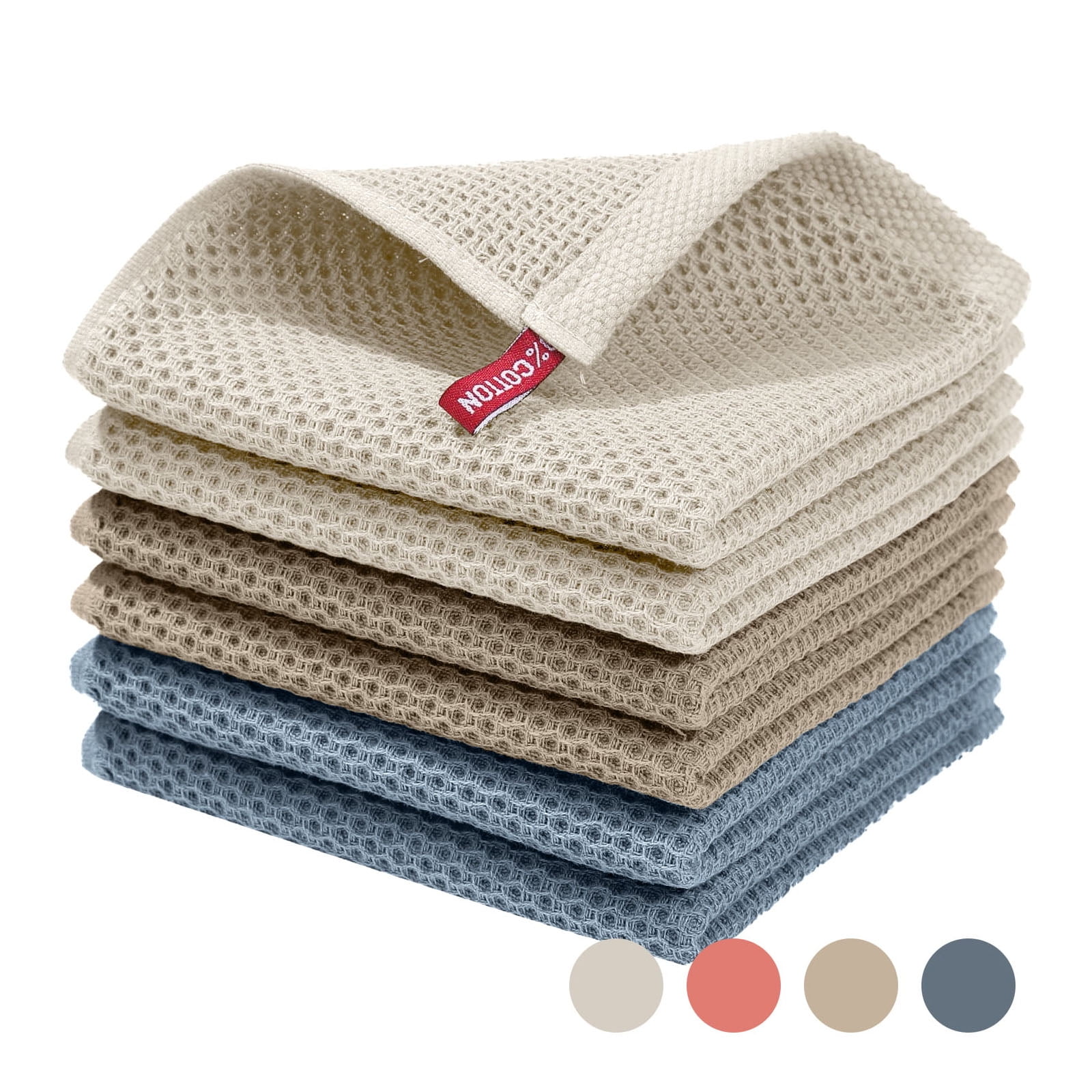 Feiquan Mix Color Cotton Dishcloths Set, Soft Absorbent Waffle Weave ...