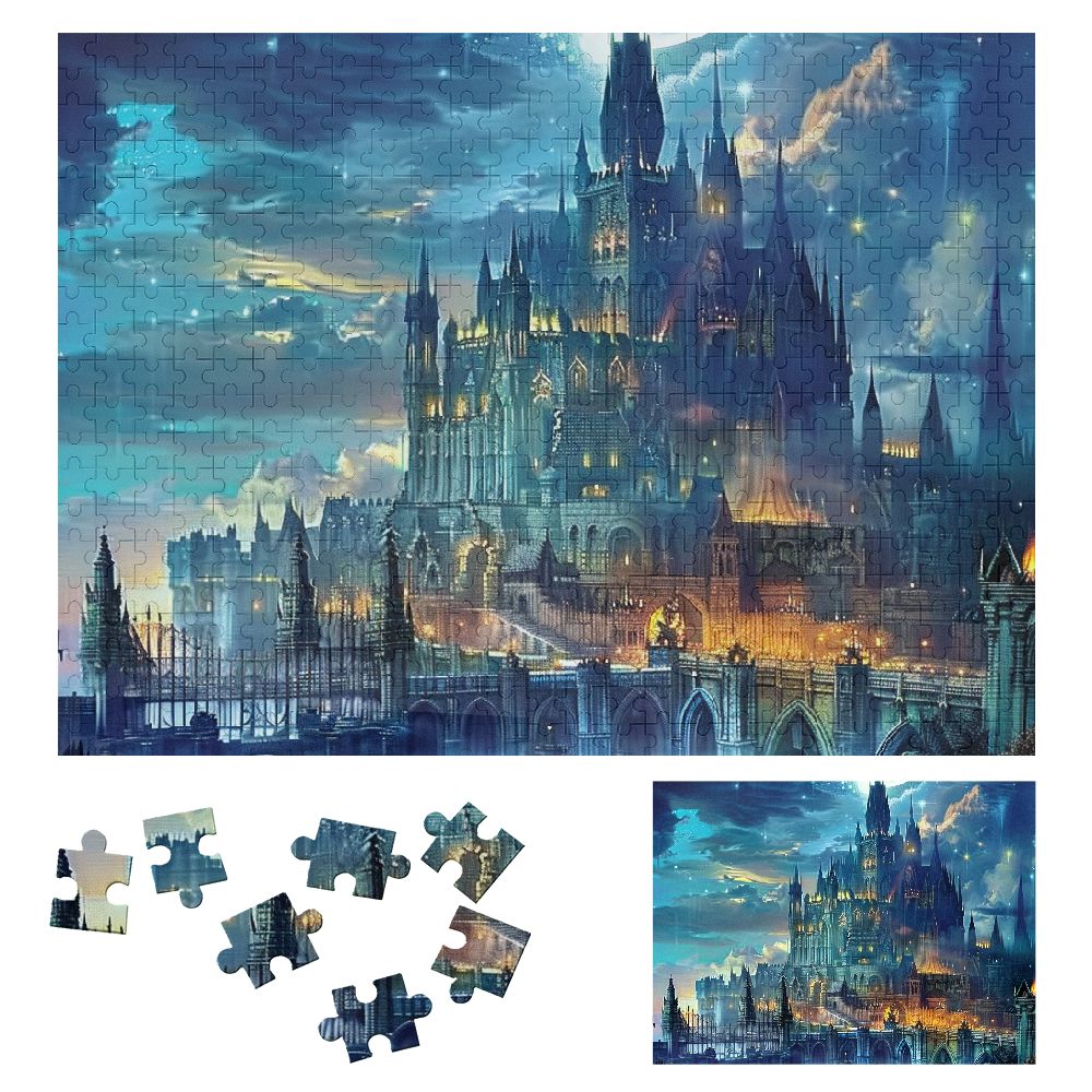 Feiri 1000 Pieces Wooden Jigsaw Puzzles, Castle in The Night, Adult ...