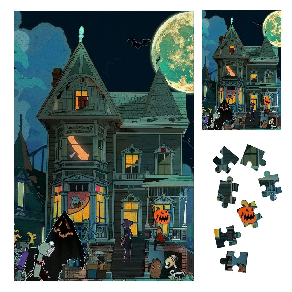 Feiri 500-Piece Halloween Jigsaw Puzzle for Kids and Adults - Spooky ...
