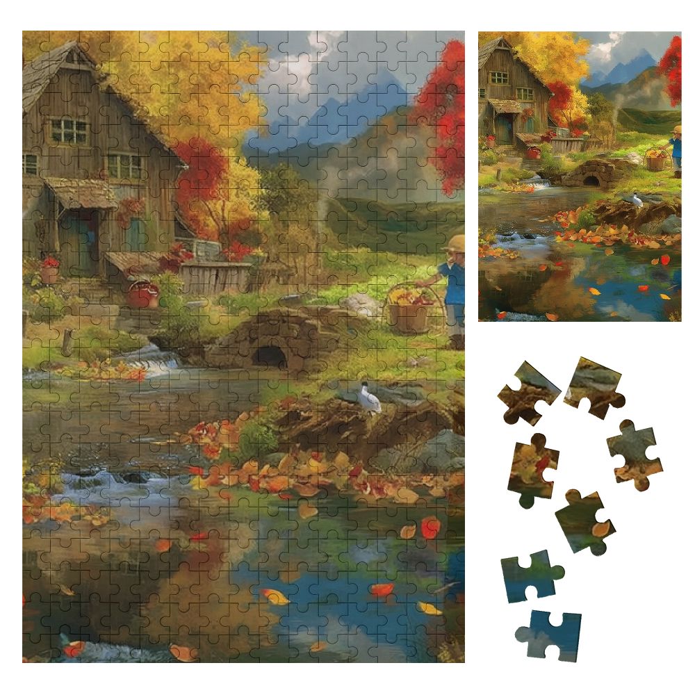 Feiri 500 Piece Jigsaw Puzzle for Adults 18" x 24" - Autumn Cabin - 500 ...