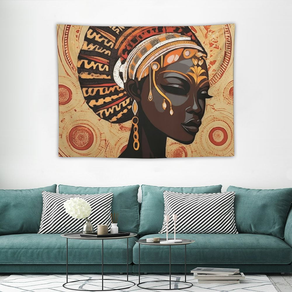 Feiri African Tapestry, Hand Drawn Illustration Profile Portrait ...