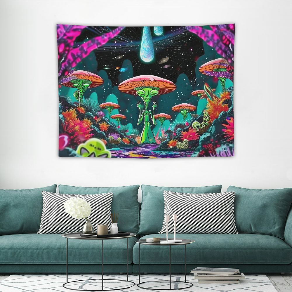Feiri Alien Psychedelic Trippy Tapestries, Magical UFO Spaceship Flying ...