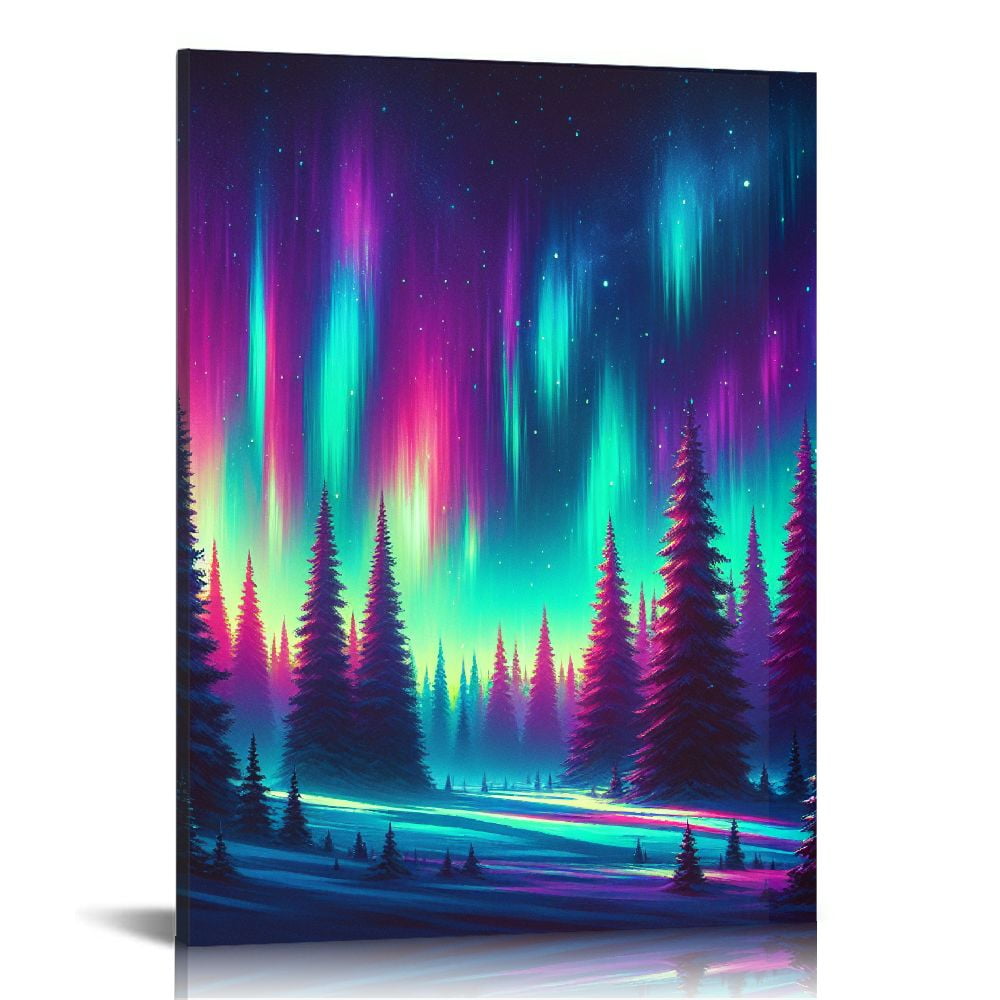 Feiri Aurora Borealis, Northern Lights Art, framed canvas print, snow ...