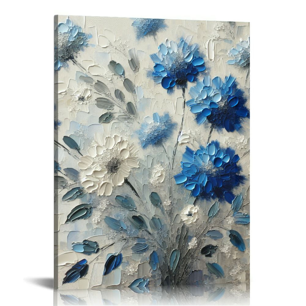 Feiri Big Blue Flower Wall Art - Painted Hydrangeas Painting on Canvas ...
