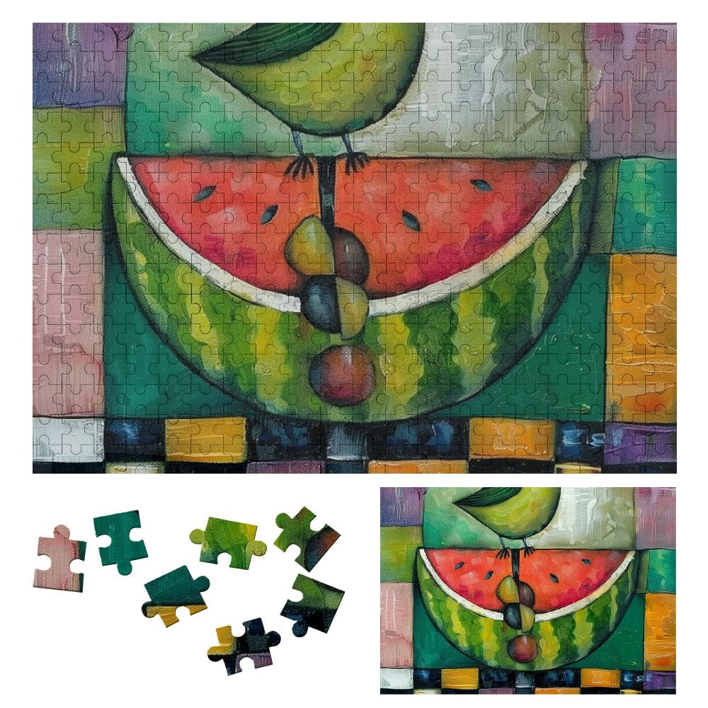 Feiri Bird Watermelon Cubist Painting Impossible Wooden Puzzle Gift for ...
