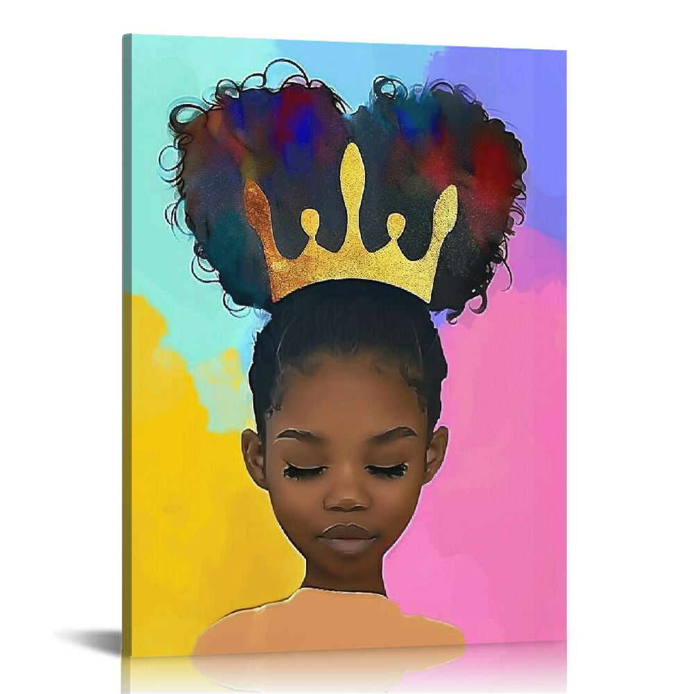 Feiri Black Girl Magic Young King Queen Crown Canvas Painting Wall Art ...