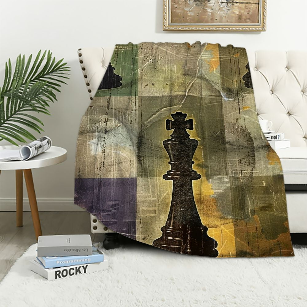Feiri Board Game Throw Blanket, Vintage Style Chess Pieces Bishop with ...