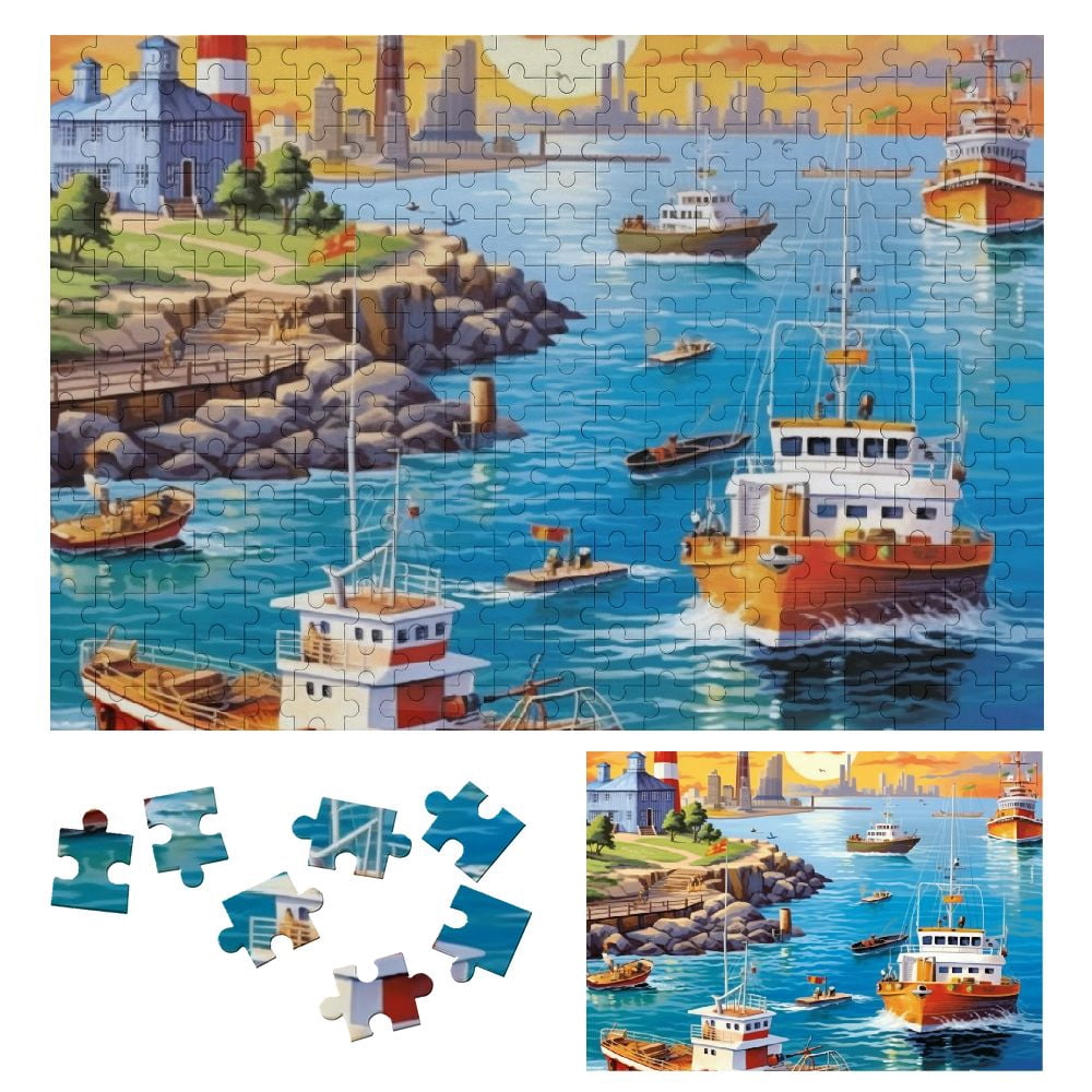 Feiri Boats Lighthouse Harbor Wooden Jigsaw Puzzle Leisure Game Toy ...