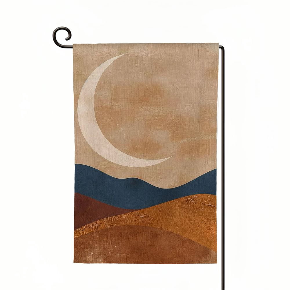 Feiri Boho Sun and Moon Art Abstract Landscape Yard Flag Burlap Double ...