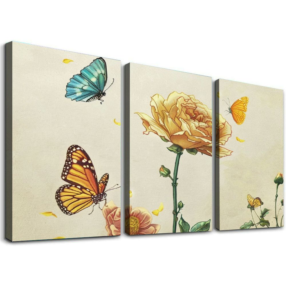 Feiri Butterfly Rose Butterfly Aesthetic Surrealism Flower Canvas Wall ...
