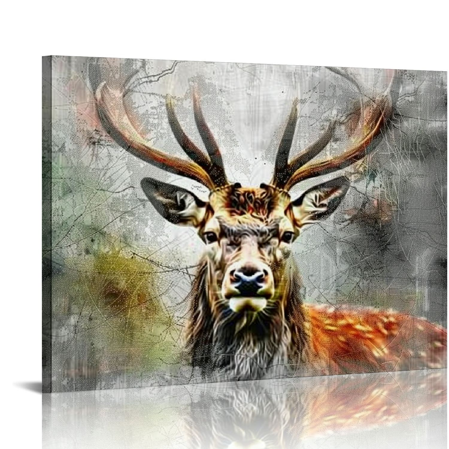 Feiri Cabin Deer Wall Decor Hunting Wildlife Canvas Wall Art Rustic ...