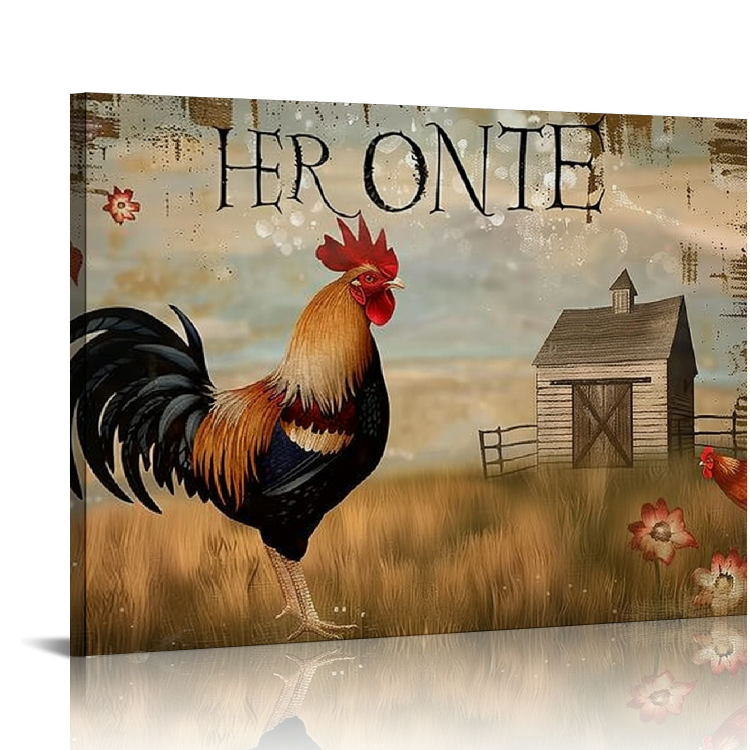 Feiri Country Wall Art Rooster Canvas Print Motivational Quotes ...