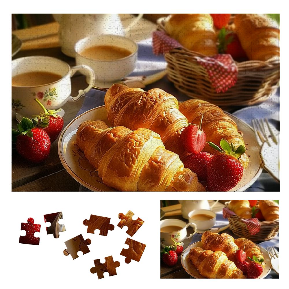 Feiri Croissants Strawberries Wooden Puzzle Horizontal Impossible ...