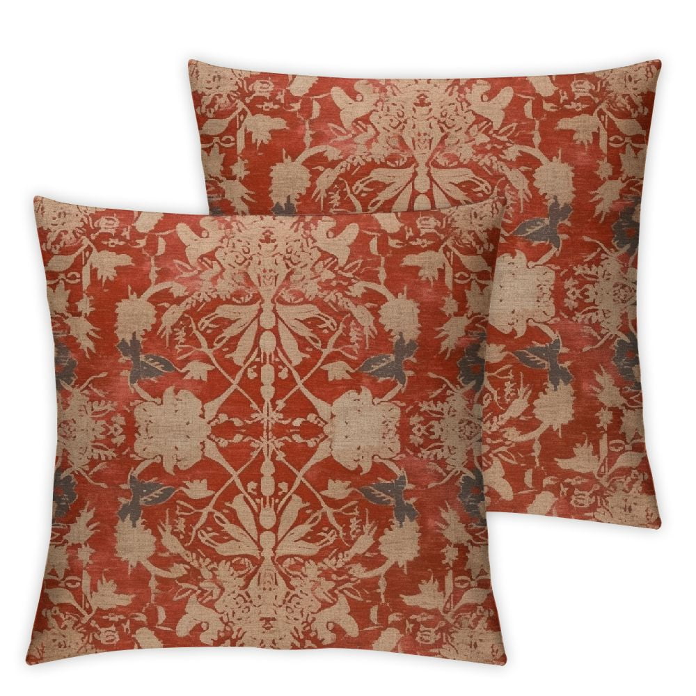 Feiri Decorative Throw Pillow Cover Pattern Pink Ornate Damask Baroque Fashion Abstract Floral ...