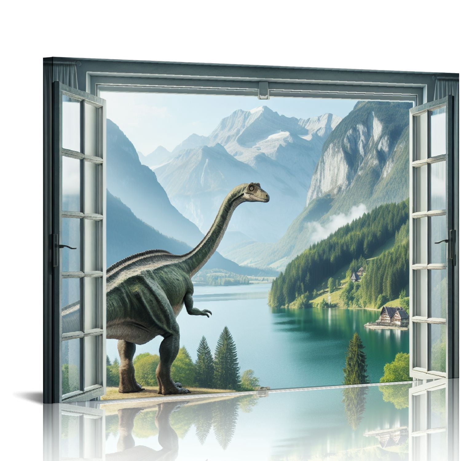 Feiri Dinosaur Wall Art Dreamy Scenery Poster Framed Animal Pictures ...