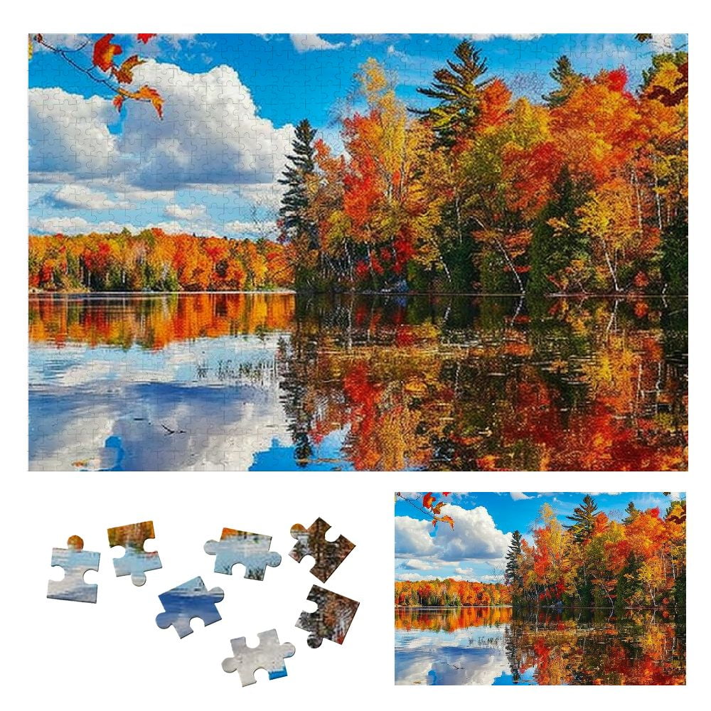 Feiri Fall Foliage Trees Lake Wooden Jigsaw Puzzle Horizontal Style ...