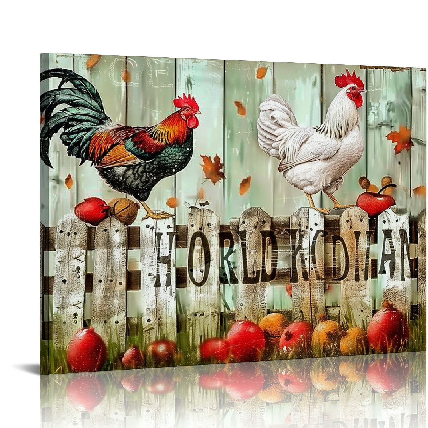 Feiri Farmhouse Chicken Kitchen Decor Wall Art Country Roosters ...