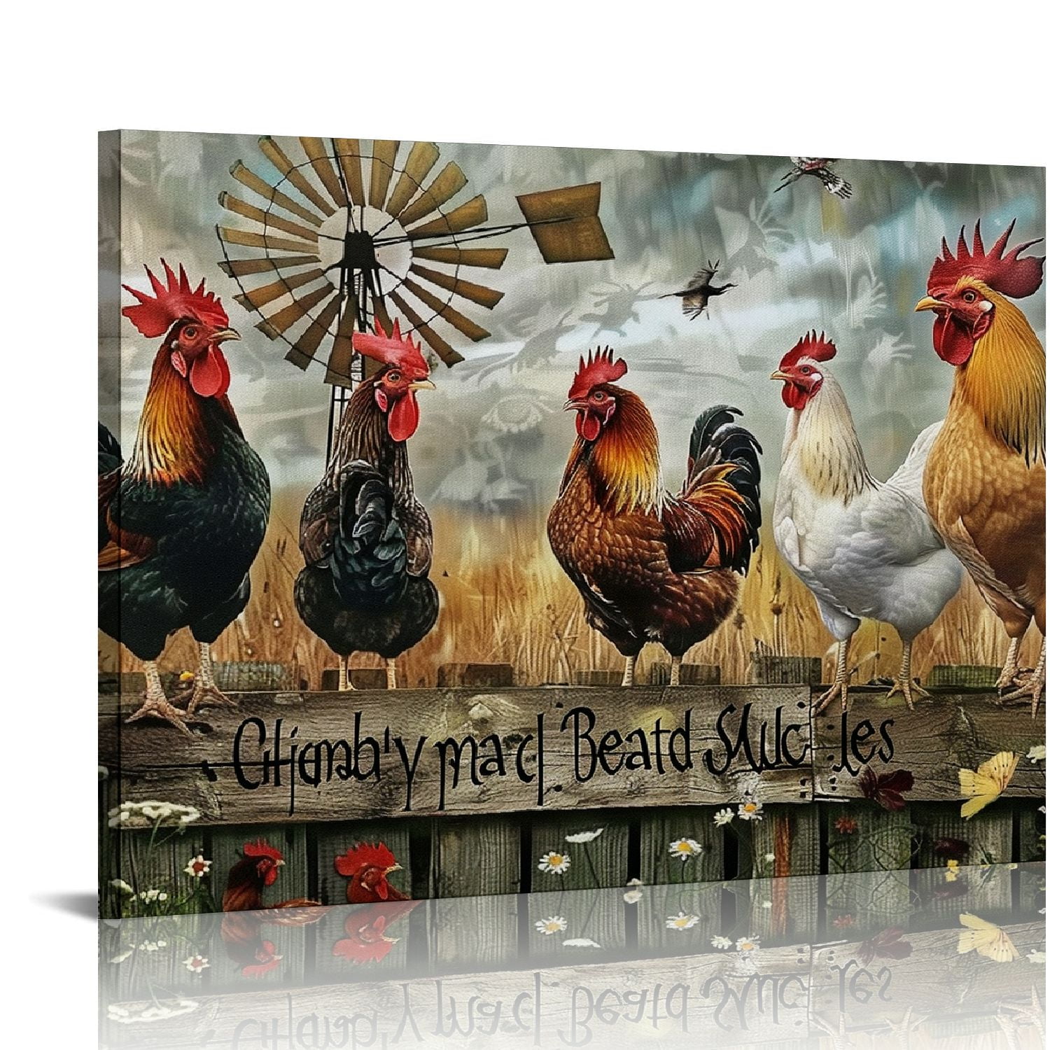 Feiri Farmhouse Rooster Canvas Wall Art Chicken Wall Decor God Says You ...