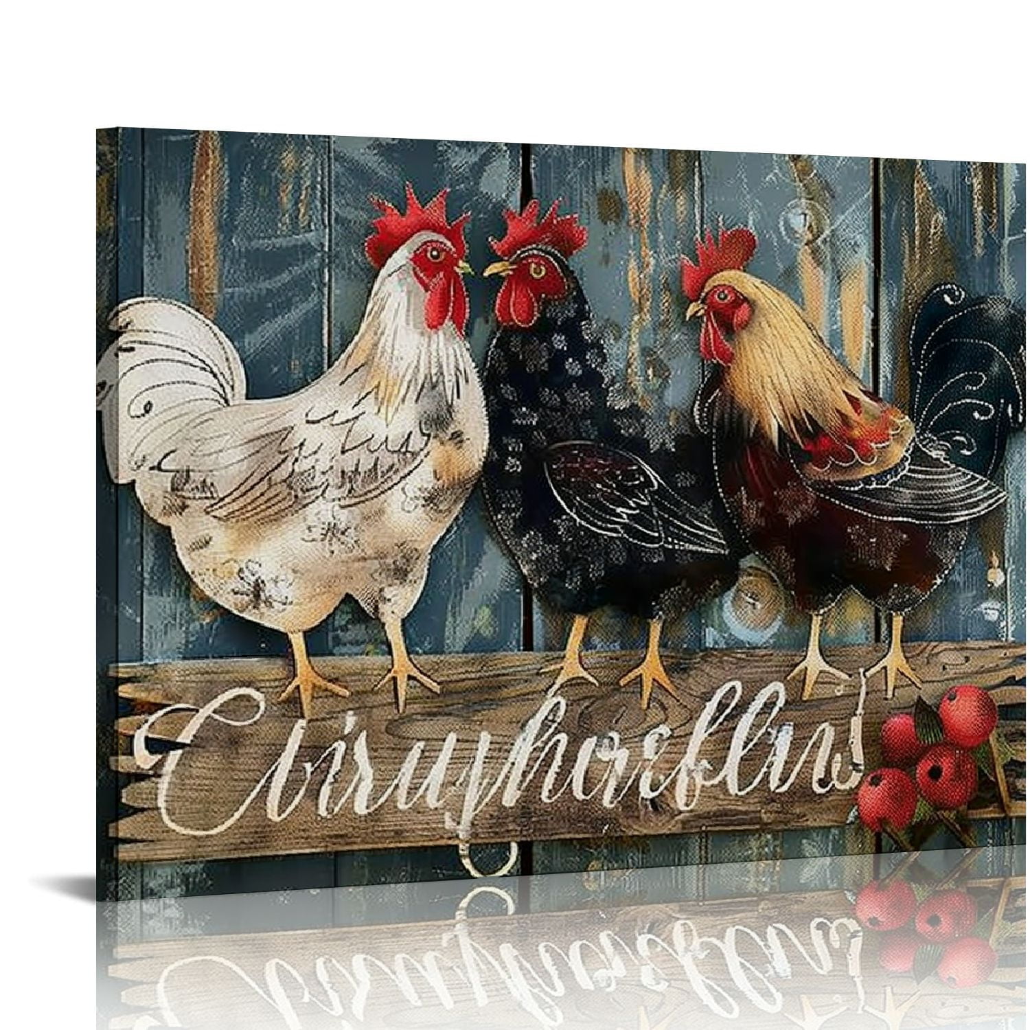 Feiri Farmhouse Rooster Wall Art Country Chicken Hen Hatching Chicks ...