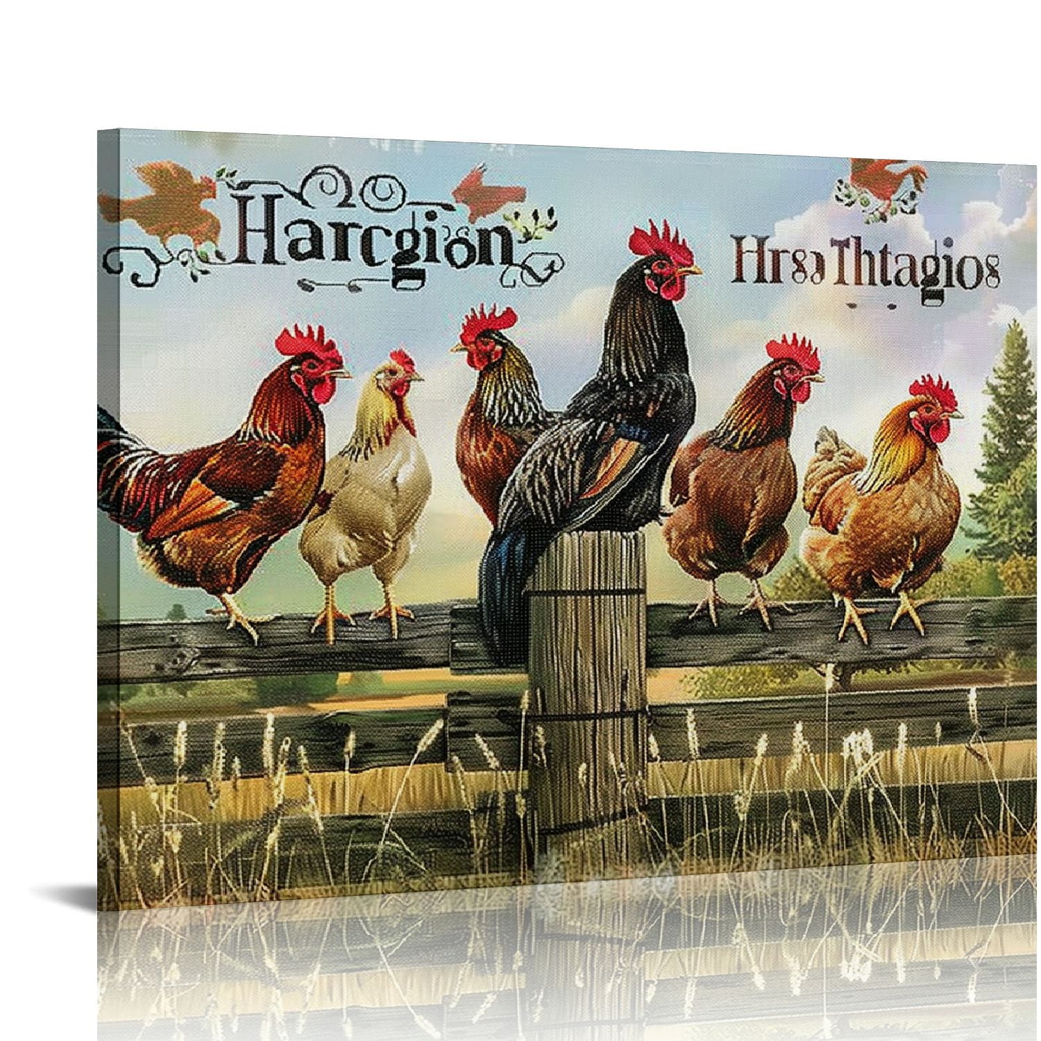 Feiri Farmhouse Rooster Wall Art Country Chicken Kitchen Pictures Wall ...