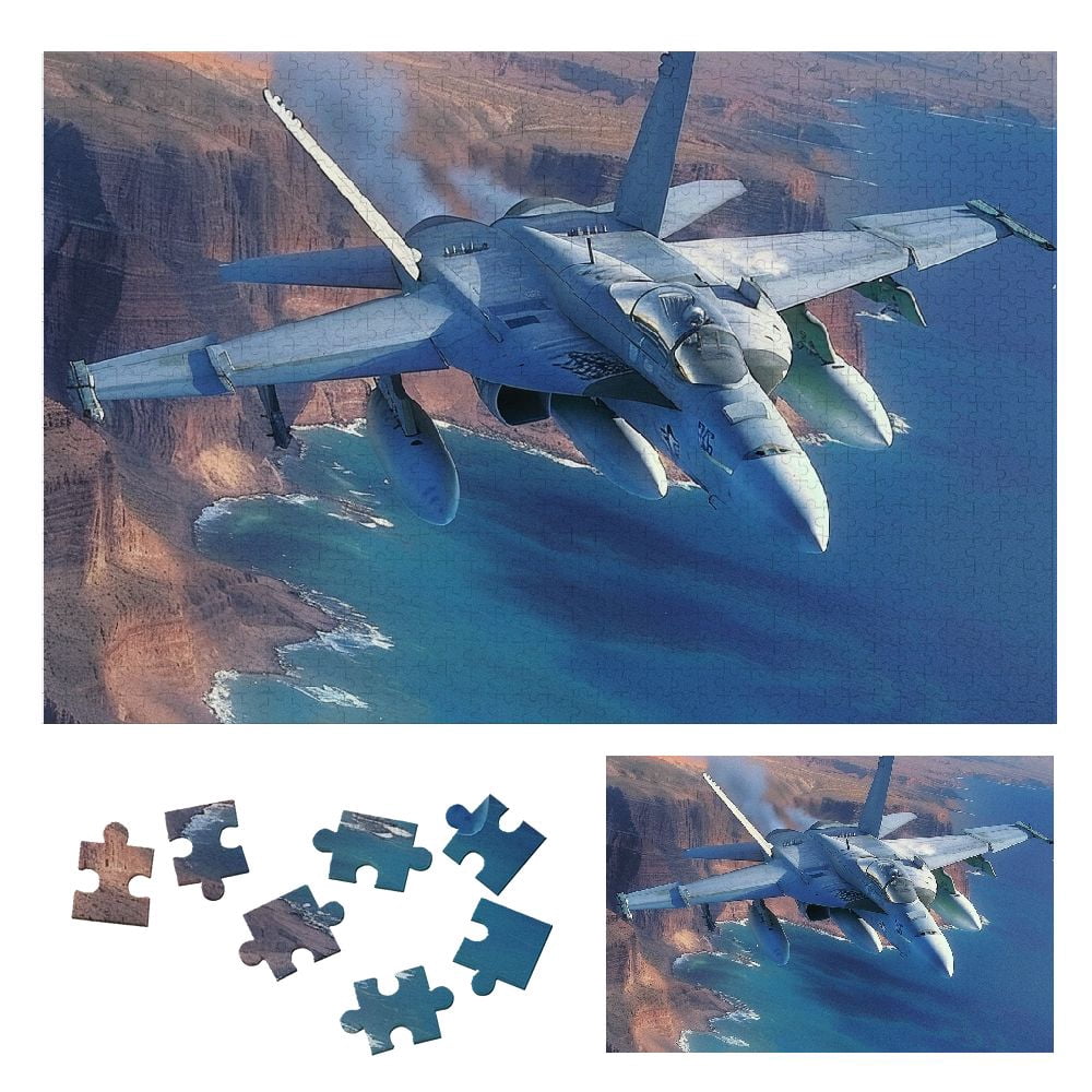 Feiri Fighter Jet Water Cliff Wooden Jigsaw Puzzle for Adults and Kids ...