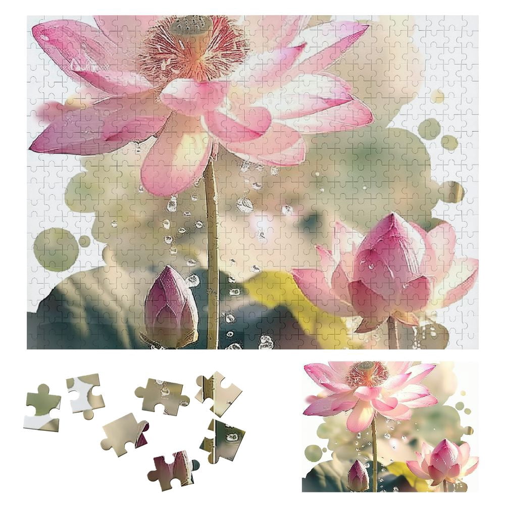Feiri Flowers Water Droplets Wooden Jigsaw Puzzle for Adults and Kids ...